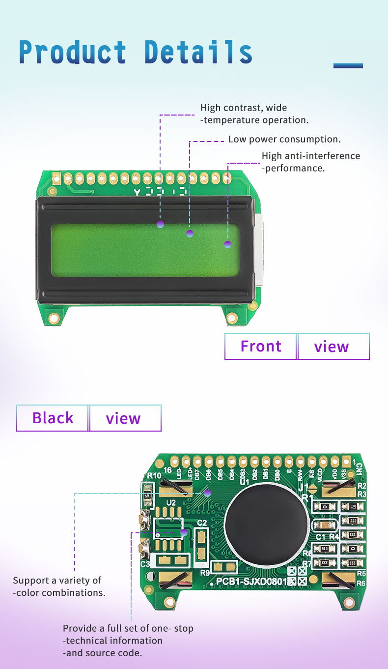 8x1 Character LCD Display Module-Backlit Dot Matrix Screen