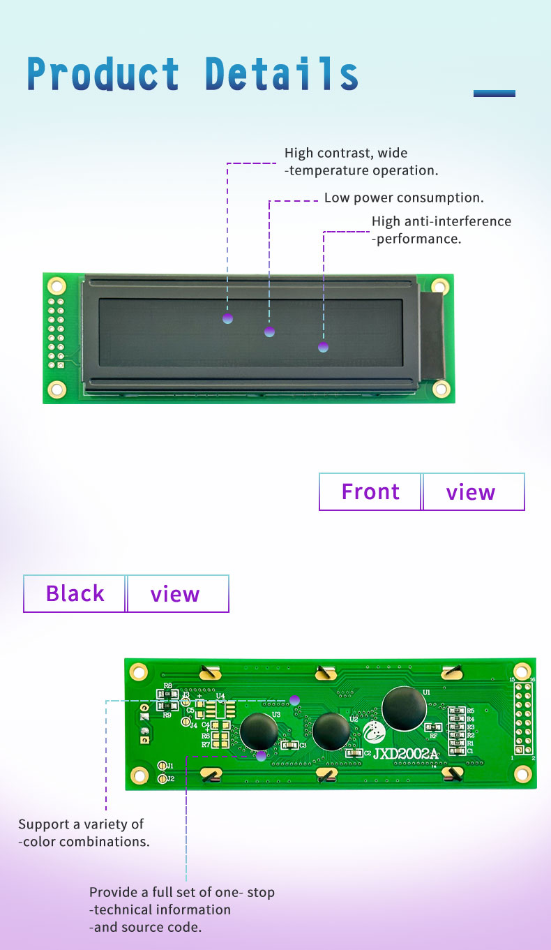 20x2 Programmable LCD Display Module-VA Display Screen