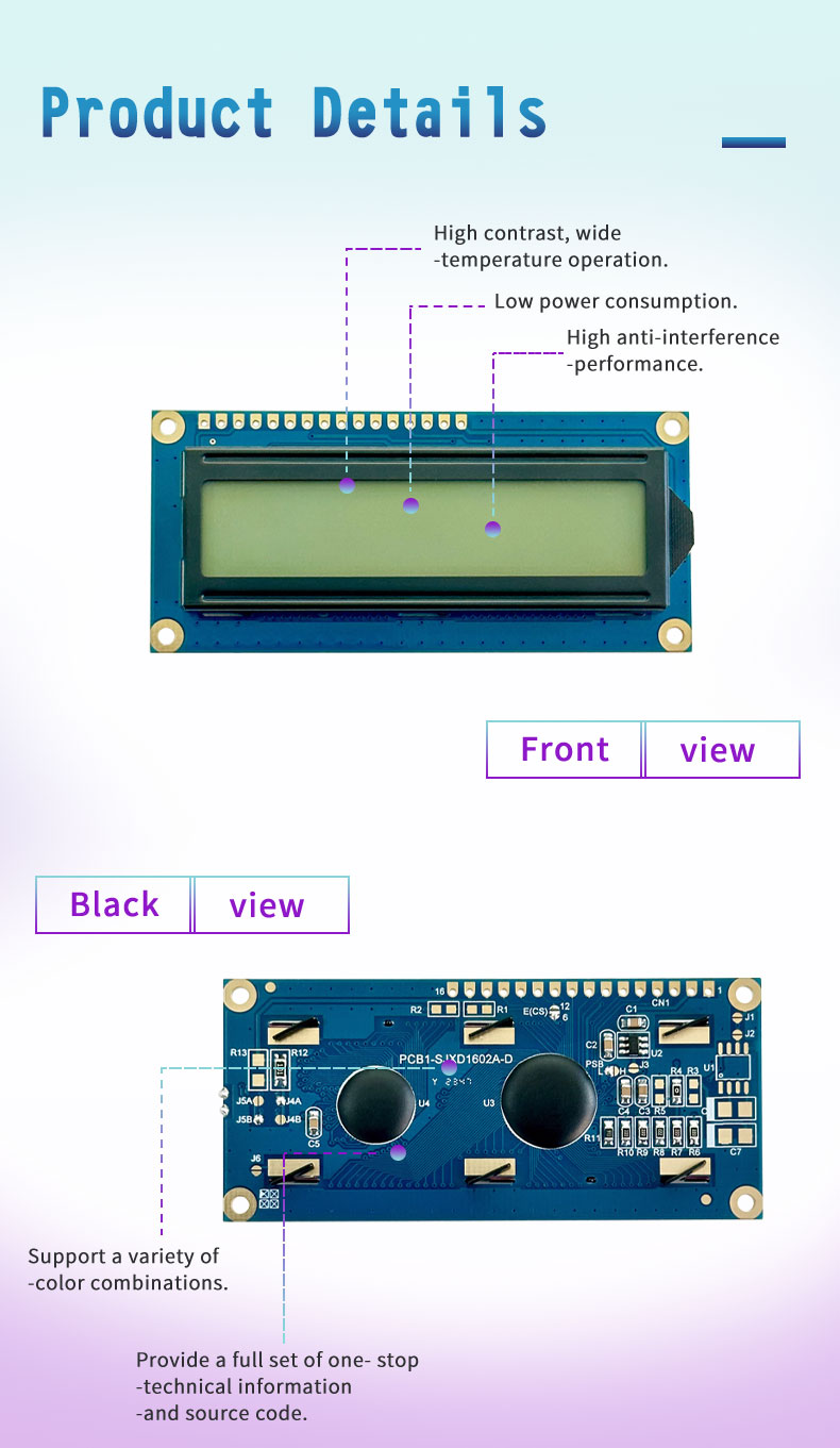 16x2 LCD Display Module For Arduino Spec Sheet-IIC