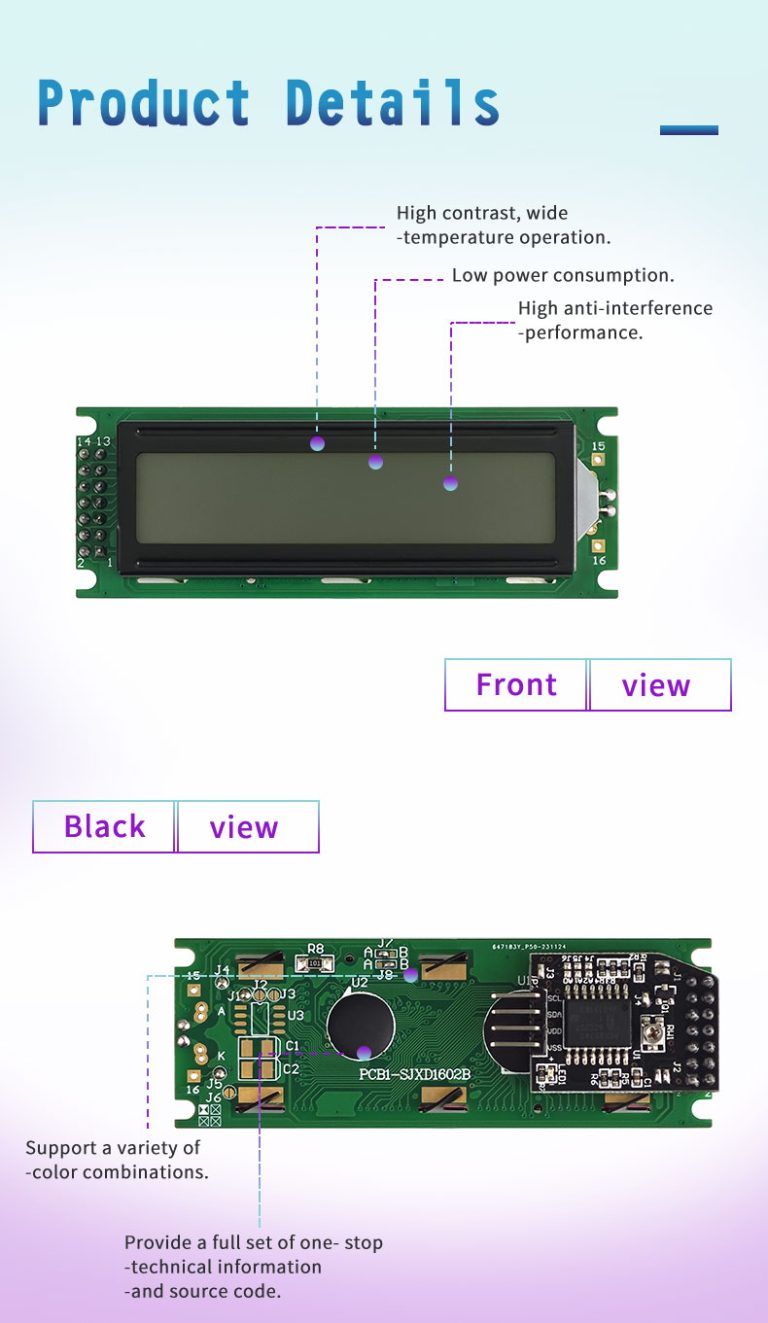 LCD 1602 I2C Arduino - Two line Character Industrial Screen
