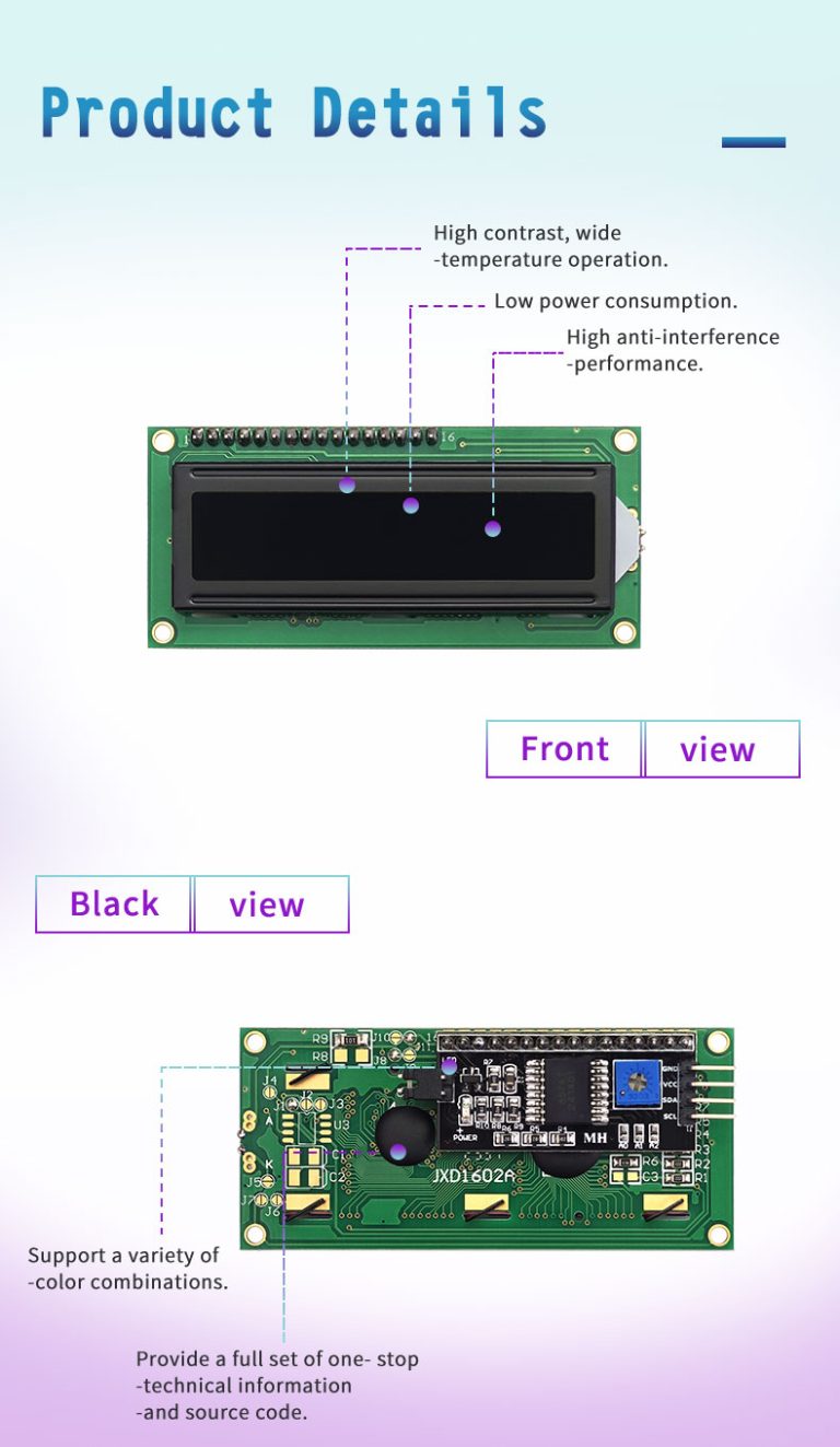 LCD Display I2C 1602 Pdf - VA Character LCM Display Module