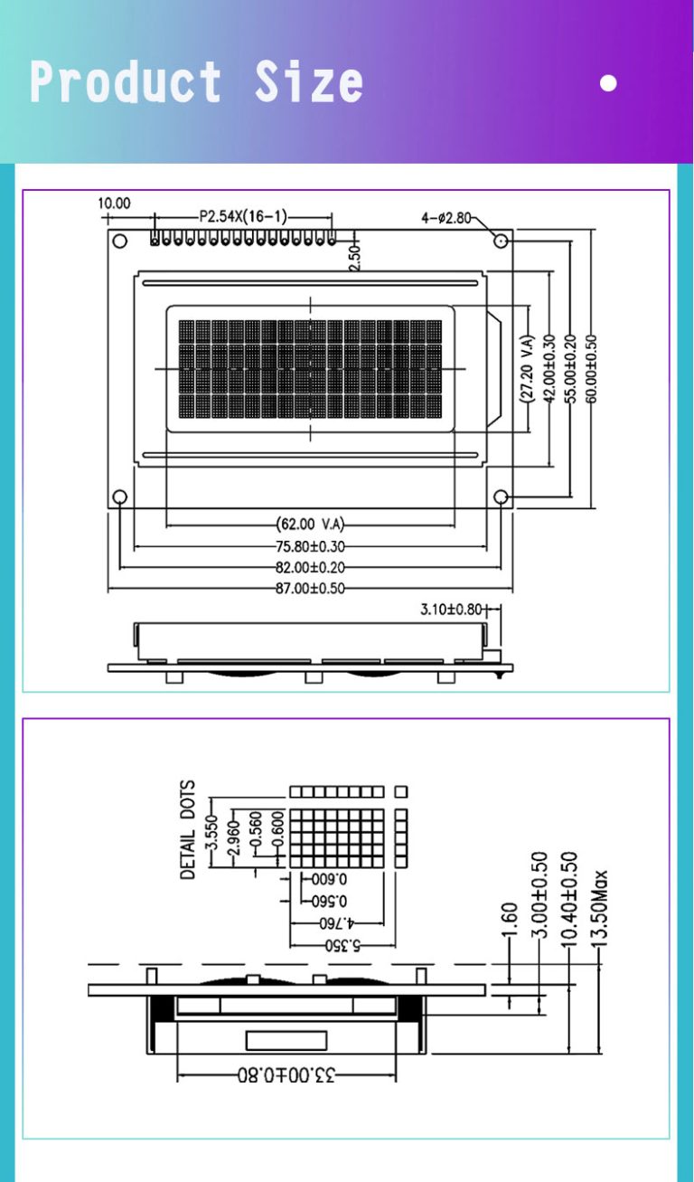 Dot Matrix Character LCD Display - 16*4-line LCM Display Module