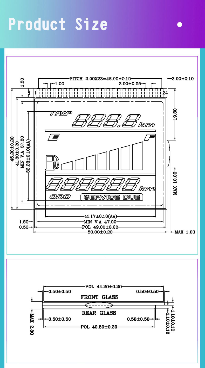 LCD Multi-Segment Display Font - Vehicle Instrument Panel