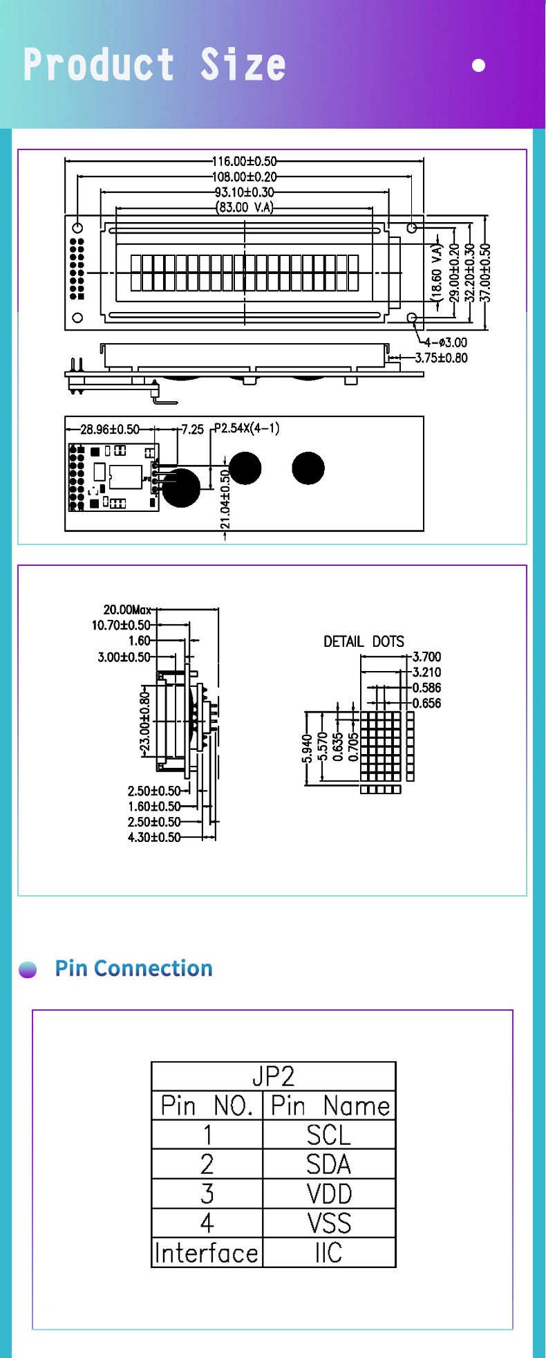 I2C Display Module - 20*2 Dot Matrix Character LCD Screen