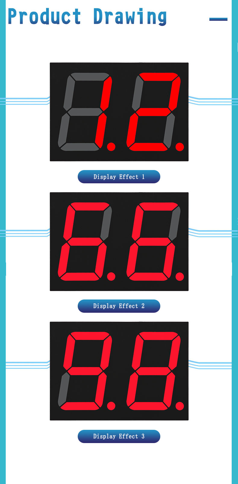 LEDデジタル管 - High Brightness Red Light Two Digit Display