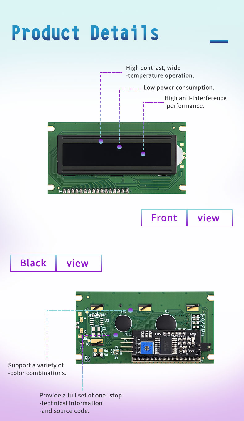 I2Cキャラクター液晶 1602 - バックライトLCMディスプレイモジュール
