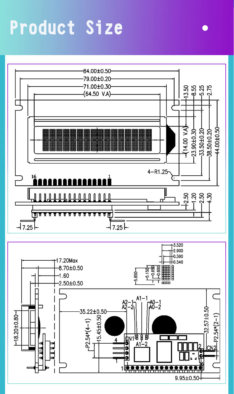 I2Cキャラクター液晶 1602 - バックライトLCMディスプレイモジュール